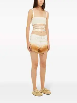 Alanui Gradient Denim Shorts - Neutrals