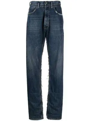 MAISON MARGIELA Logo-patch Ripped-detailing Wide-leg Jeans