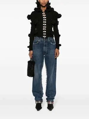 MAISON MARGIELA Logo-patch Ripped-detailing Wide-leg Jeans