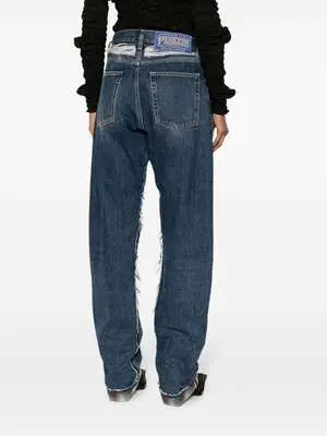 MAISON MARGIELA Logo-patch Ripped-detailing Wide-leg Jeans