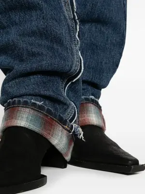 MAISON MARGIELA Logo-patch Ripped-detailing Wide-leg Jeans