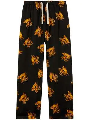 Palm Angels Burning Monogram-embroidered Track Pants - Black