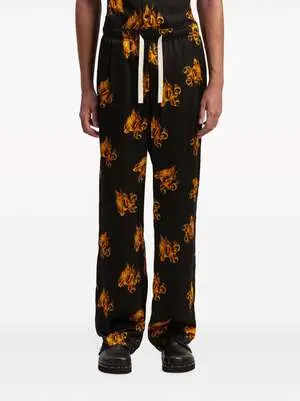Palm Angels Burning Monogram-embroidered Track Pants - Black