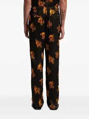 Palm Angels Burning Monogram-embroidered Track Pants - Black