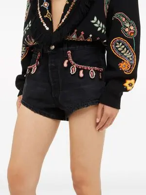 Alanui Embroidered Denim Shorts
