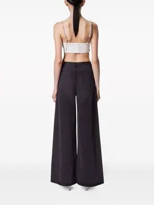 AREA Crystal-embellished Wide-leg Jeans - Black