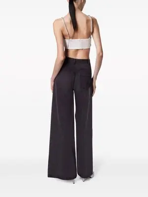 AREA Crystal-embellished Wide-leg Jeans - Black