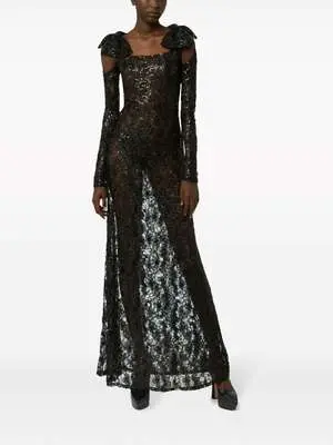 Nina Ricci Bow-embellished Lace Gown