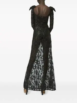 Nina Ricci Bow-embellished Lace Gown
