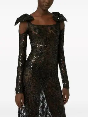 Nina Ricci Bow-embellished Lace Gown