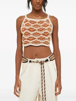 Alanui Hawa Mahal Crochet-knit Top - Neutrals