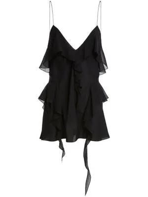 Khaite The Piet Ruffled Silk Top - Black
