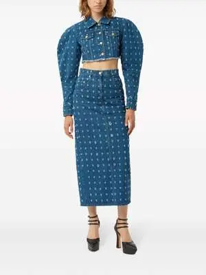Nina Ricci Distressed Denim Midi Skirt
