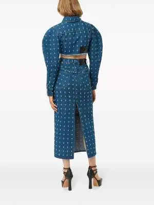 Nina Ricci Distressed Denim Midi Skirt