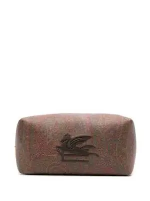 Etro Pegaso-embroidered Paisley-print Wash Bag - Brown