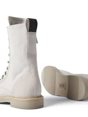 Brunello Cucinelli Leather Combat Boots