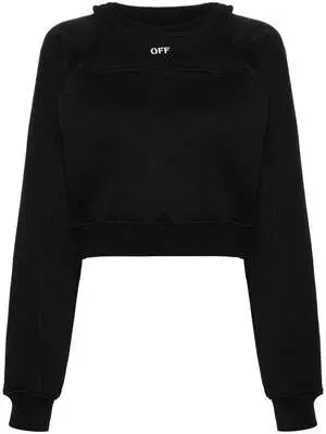 Off-White Cropped Layered Sweatshirt - Black