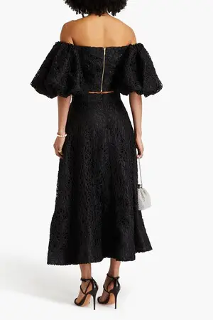 Aje Patina Metallic Macram Lace Midi Skirt In Black - 55% Off |  Editorialist