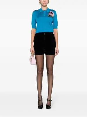 Dolce & Gabbana Floral-appliqué Knit Polo Shirt