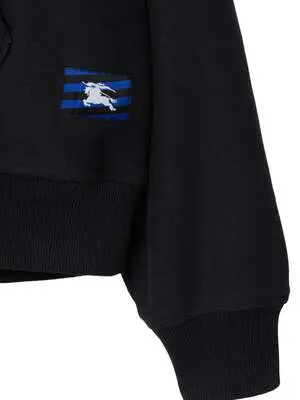 Burberry Ekd-appliqué Cotton Hoodie - Black
