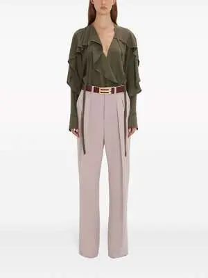 Victoria Beckham Double-pleat Wide-leg Trousers - Pink