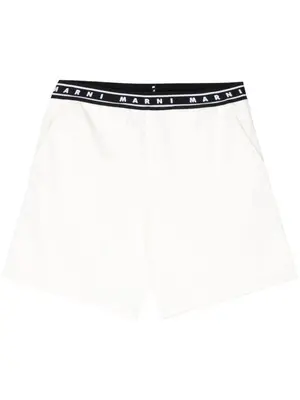 Marni Logo-print Cotton Shorts - White