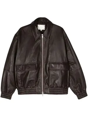 Studio Nicholson Piston Leather Zip-up Jacket - Brown