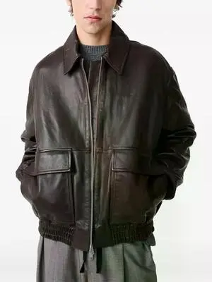 Studio Nicholson Piston Leather Zip-up Jacket - Brown
