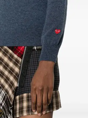 Play Comme Des Garcon Heart Logo Wool Jumper - Blue