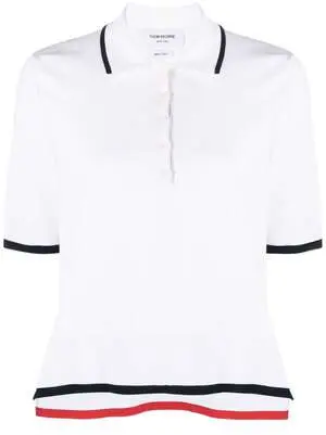 Thom Browne Rib-stitch Boxy Polo - White