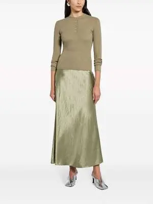 Vince Crinkled-finish Satin Maxi Skirt - Green