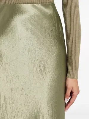 Vince Crinkled-finish Satin Maxi Skirt - Green