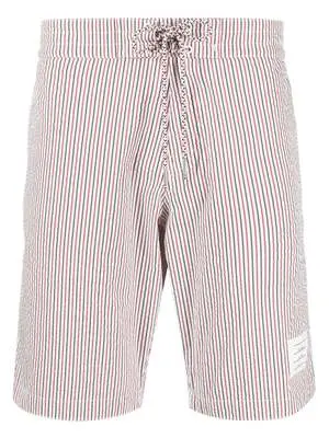 Thom Browne Seersucker Stripe-print Swim Shorts - White