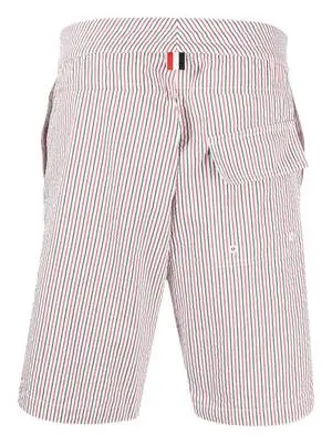 Thom Browne Seersucker Stripe-print Swim Shorts - White