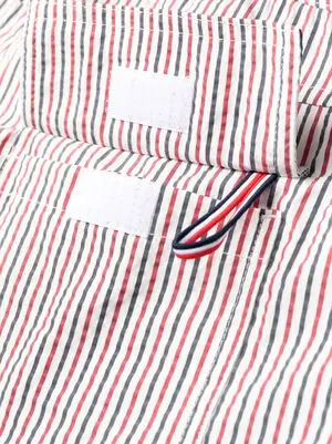Thom Browne Seersucker Stripe-print Swim Shorts - White