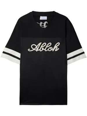 Off-White Logo-embroidered V-neck T-shirt - Black