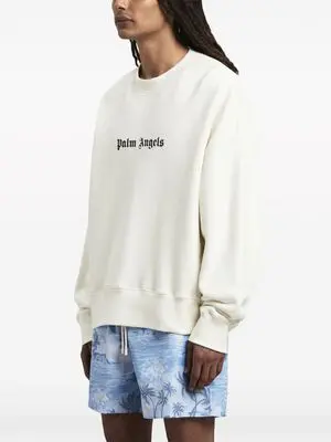 Palm Angels Logo-print Cotton Sweatshirt - White