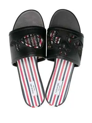 Thom Browne Icon Claquette Leather Slides