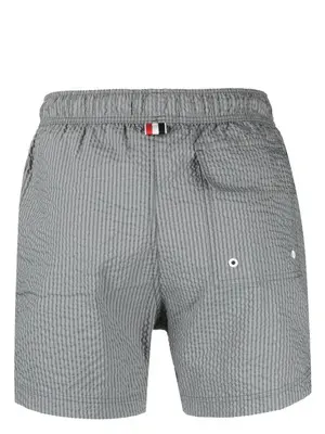 Thom Browne Striped Seersucker-texture Swim Shorts