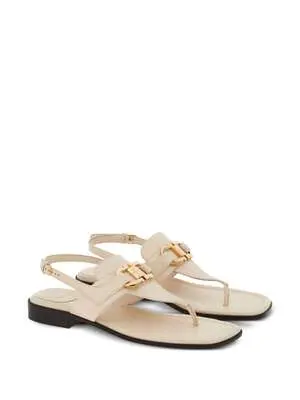 FERRAGAMO Gancini-buckle Leather Sandals - White