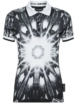 PLEIN SPORT Graphic-print Cotton Polo Shirt - Black