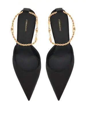 FERRAGAMO 70mm Cable-link Chain Pumps - Black