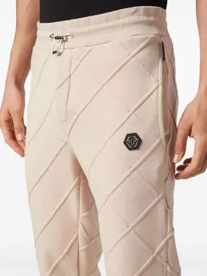 Philipp Plein Logo-appliqué Quilted Track Pants - Neutrals