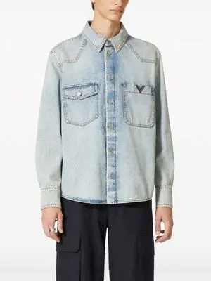 Valentino Garavani V-detail Denim Shirt - Blue