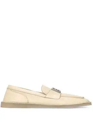 Dolce & Gabbana Logo-plaque Leather Loafers - Neutrals
