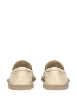 Dolce & Gabbana Logo-plaque Leather Loafers - Neutrals