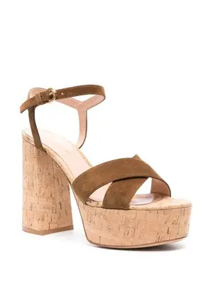 GIANVITO ROSSI 128mm Suede Platform Sandals - Brown