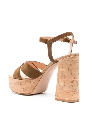 GIANVITO ROSSI 128mm Suede Platform Sandals - Brown
