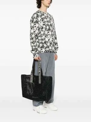 Palm Angels Logo-strap Raffia Tote Bag