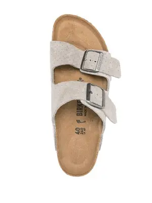 BIRKENSTOCK Arizona Perforated Suede Slides - Grey